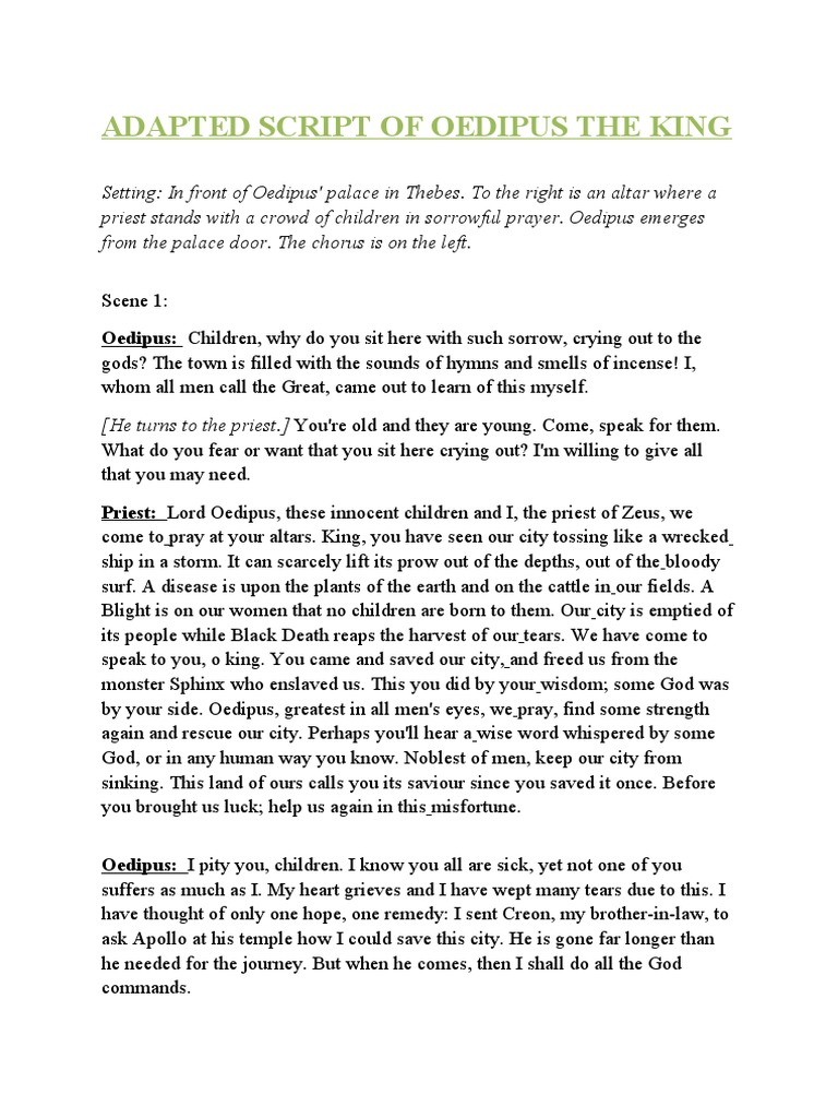 Adapted Script of Oedipus the King | PDF | Oedipus