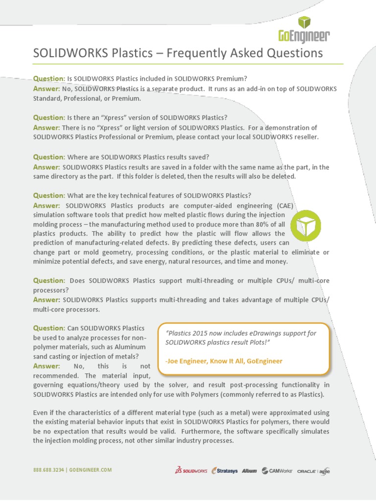 SOLIDWORKS Plastics - Frequently Asked Questions: Answer | PDF | Finite ...
