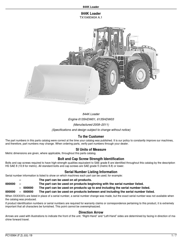 844K Loader S N 642007 Introduction | Download Free PDF | Horsepower ...