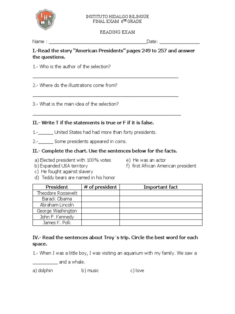 6th Grade Final Exam Overview | PDF | Verb | Volcano