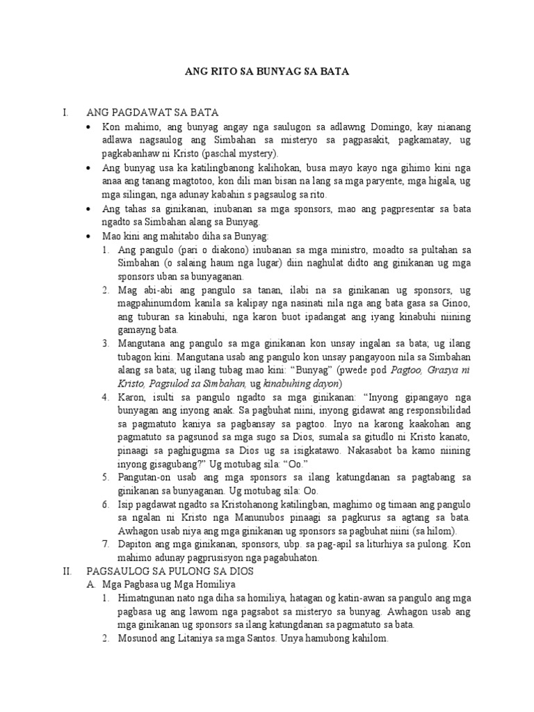Ang Rito Sa Bunyag Sa Bata | PDF