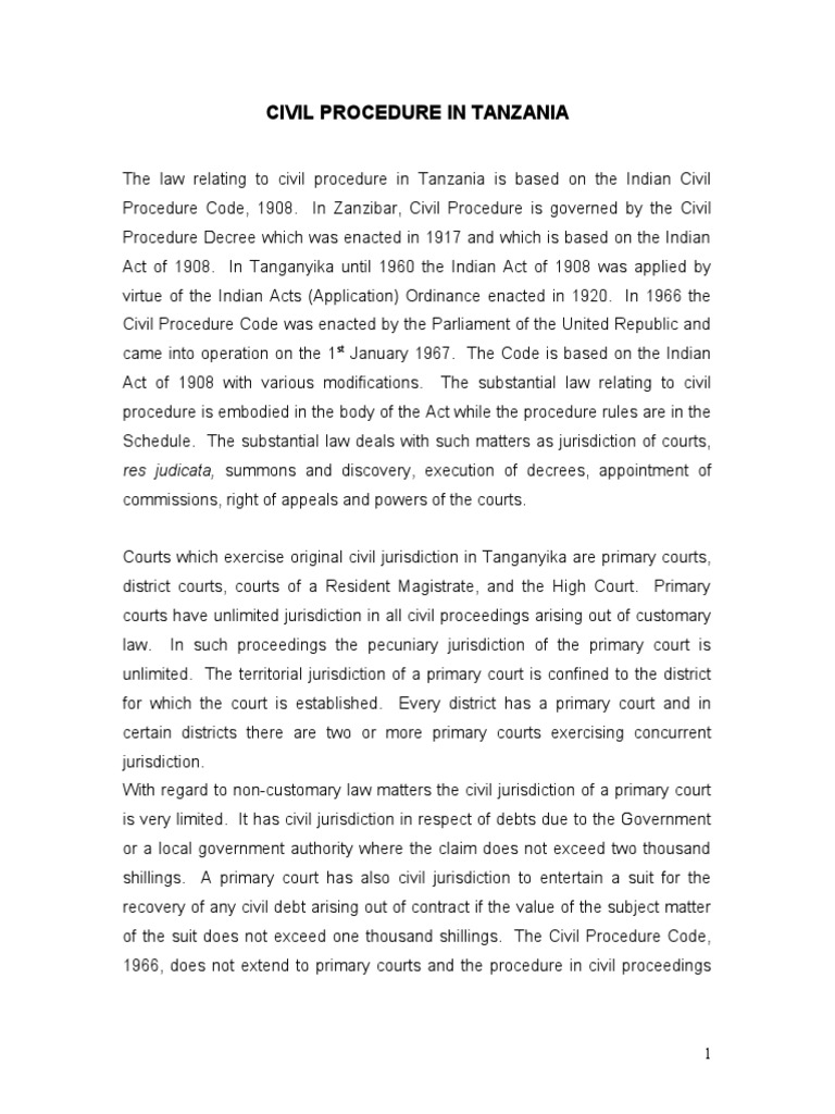 Civil Procedure Code in Tanzania | PDF | Magistrate | Lawsuit