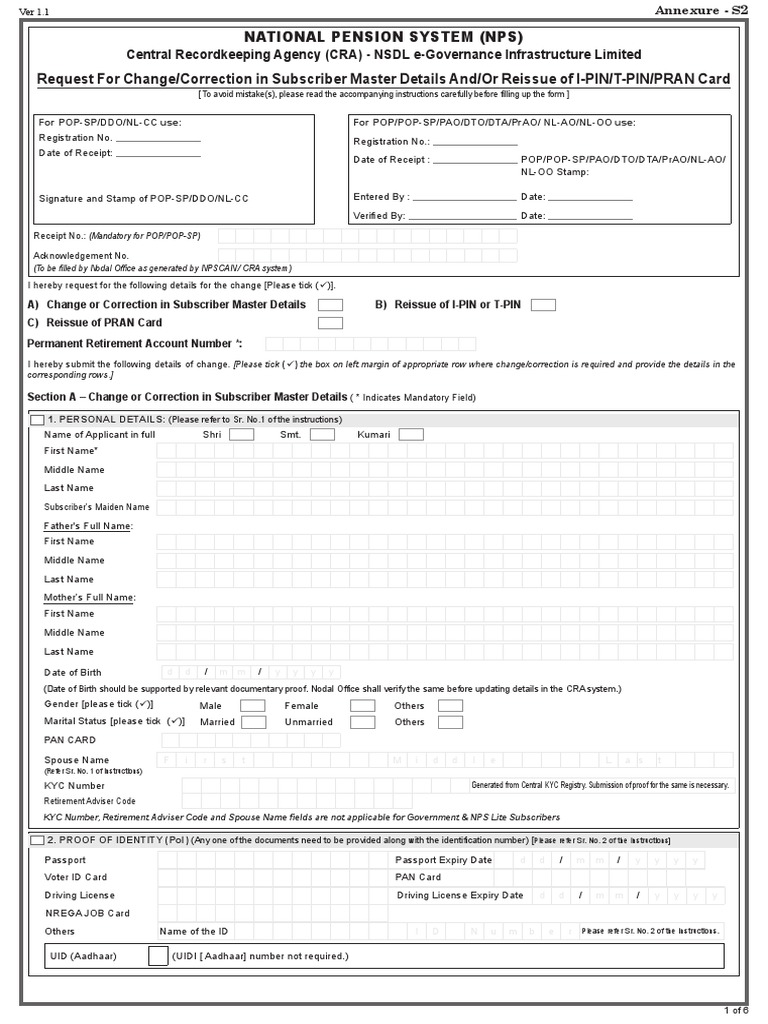Request for Changes to National Pension System Subscriber Records and ...