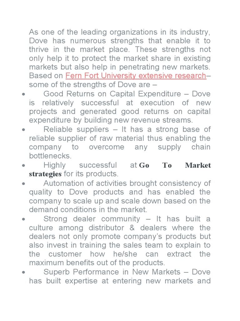 Swot of Dove | PDF | Competition | Supply Chain