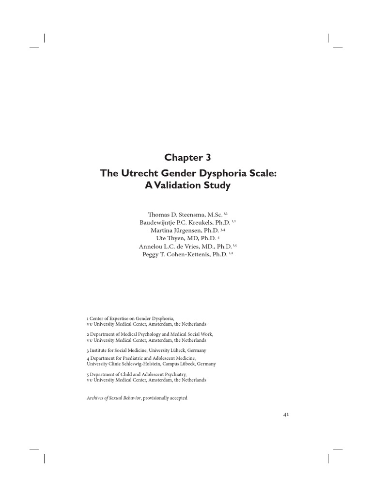 Utrecht Gender Dysphoria Scale PDF | PDF | Sexual Orientation ...