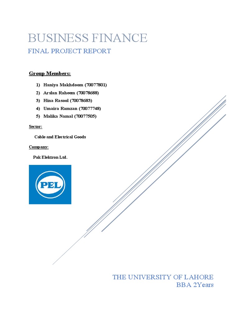Finance Project Report | PDF | Cost Of Capital | Financial Capital