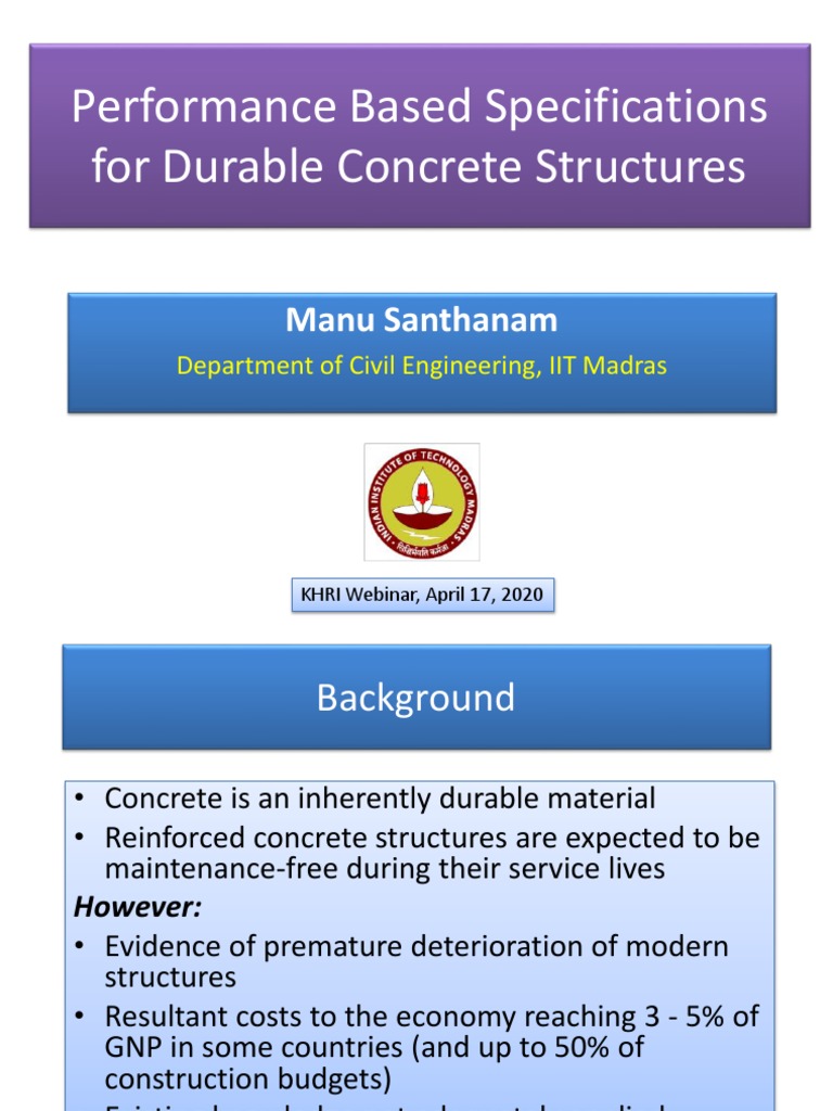 KHRI-Webinar (17-04-2020) - Performance Based Specifications-Dr - Manu ...