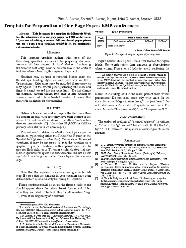 Template Extended Abstract 1 Page | PDF | Microsoft Word ...