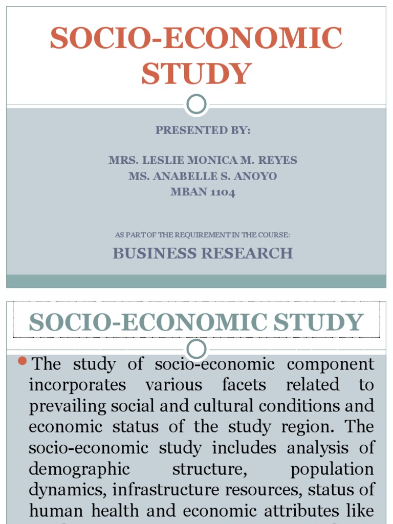Socio-Economic Study Overview | PDF | Poverty | Poverty & Homelessness