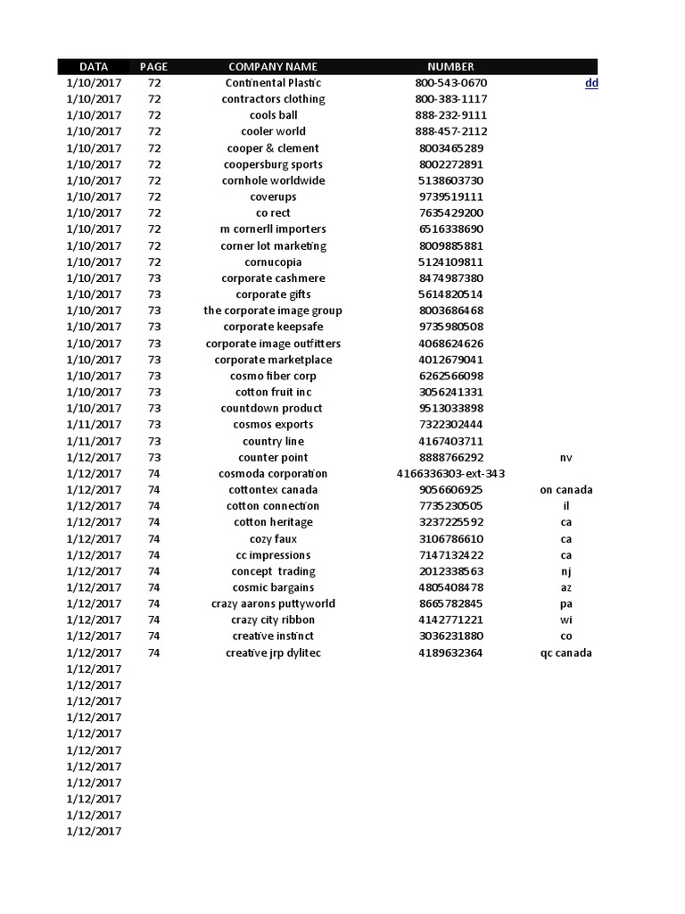 Data Company Name Number | PDF | Voicemail | Design