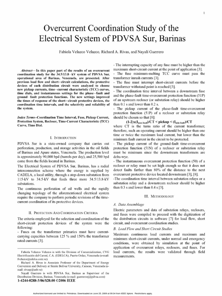 Pdvsa: Overcurrent Coordination Study Electrical System | PDF | Fuse ...