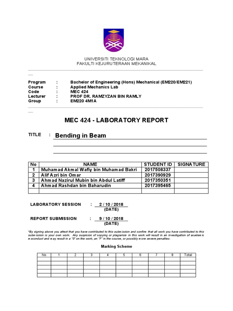 Bending Beam Lab Pdf Bending Beam Structure