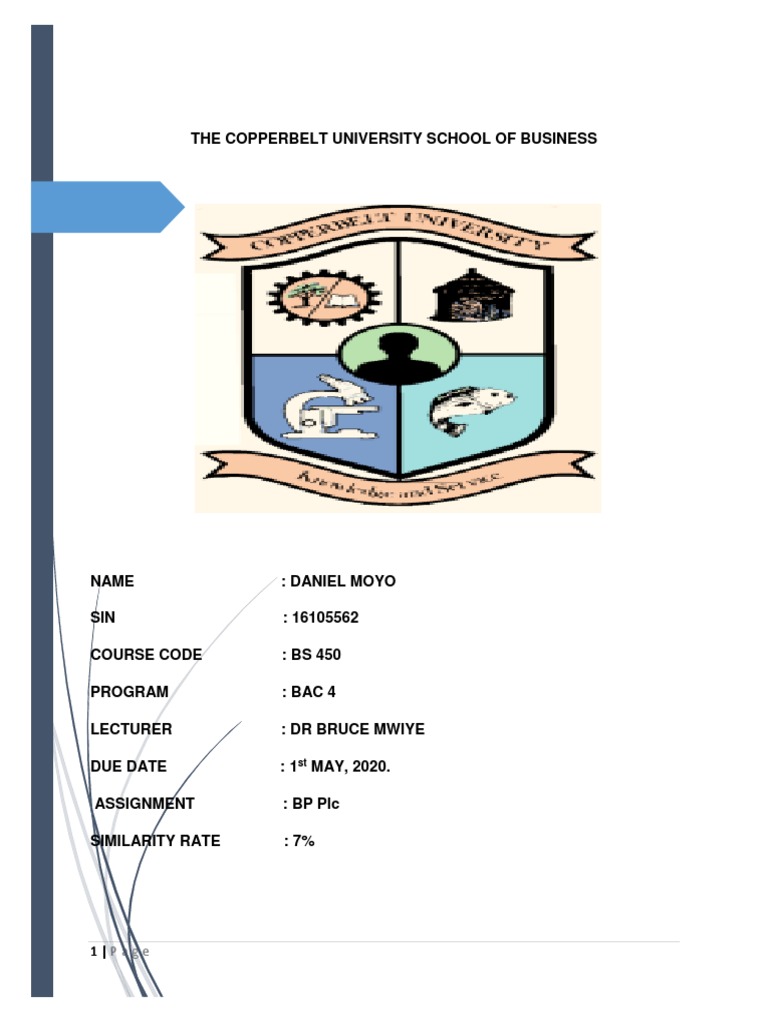 2020 May 2 Moyo Daniel 16105562 BS450 Assignment 3 | PDF | Bp | Swot ...