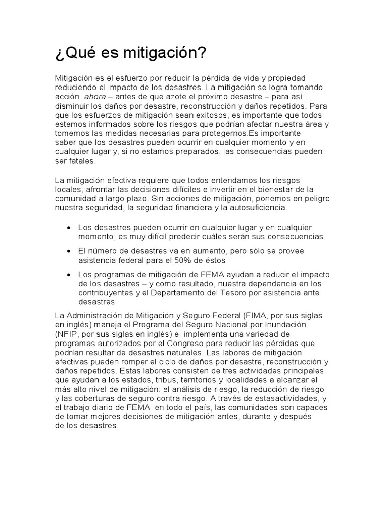 Qué Es Mitigación | PDF
