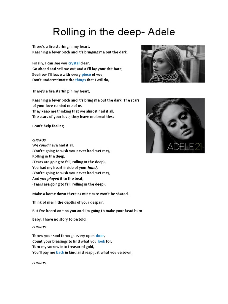 Rolling in The Deep - Adele | PDF | Poetry