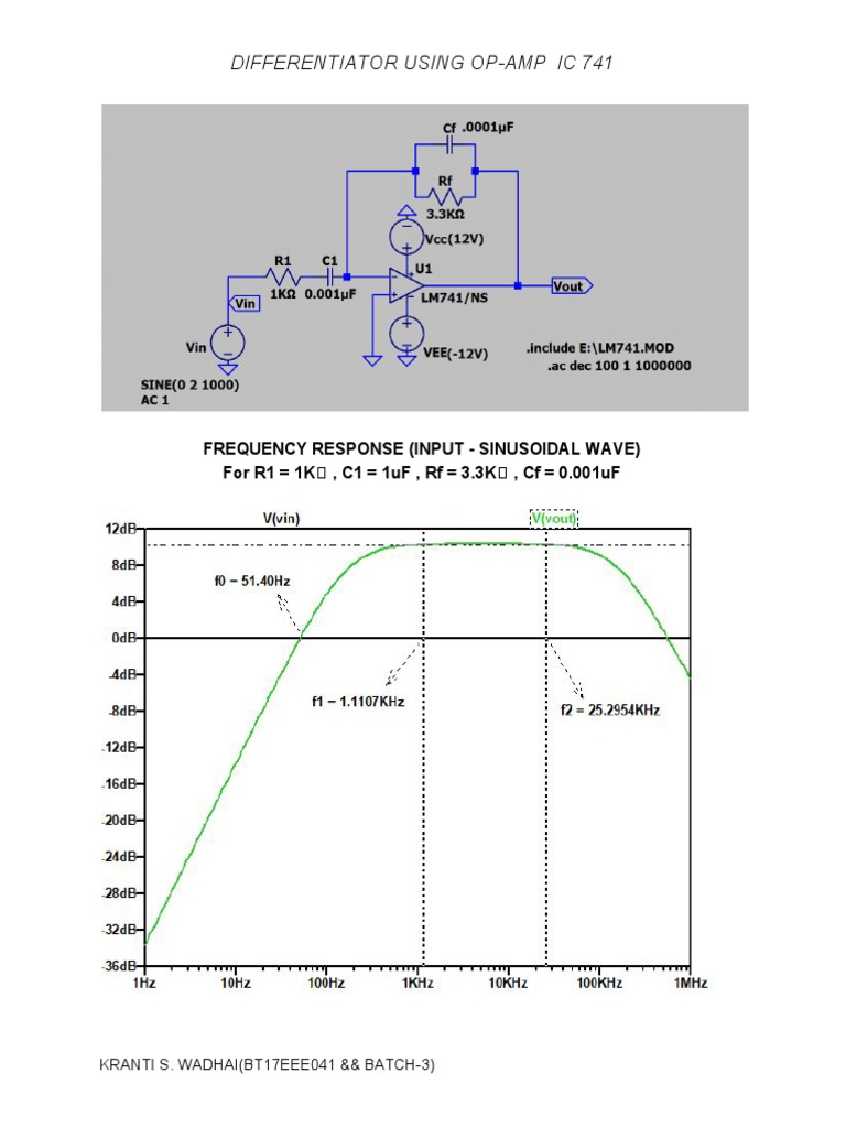 Differentiator Using Op-Amp Ic 741 | PDF | Science & Mathematics