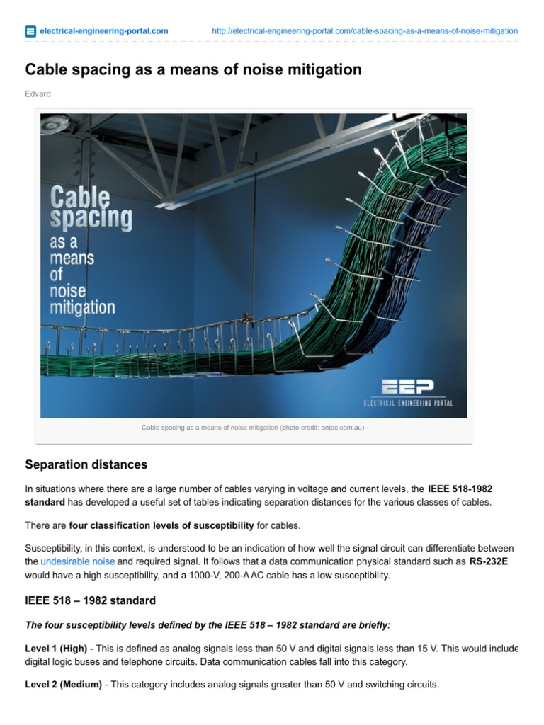 Cable Spacing As A Means of Noise Mitigation: Separation Distances ...
