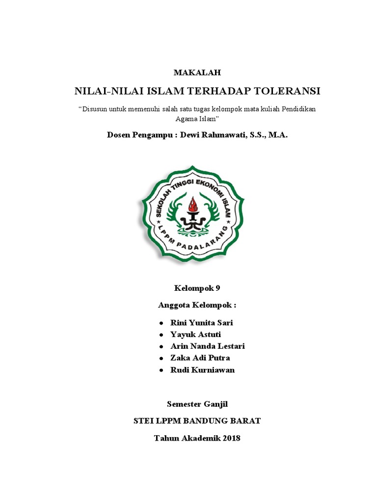 Makalah Menerangkan Nilai Islam Dalam Toleransi | PDF