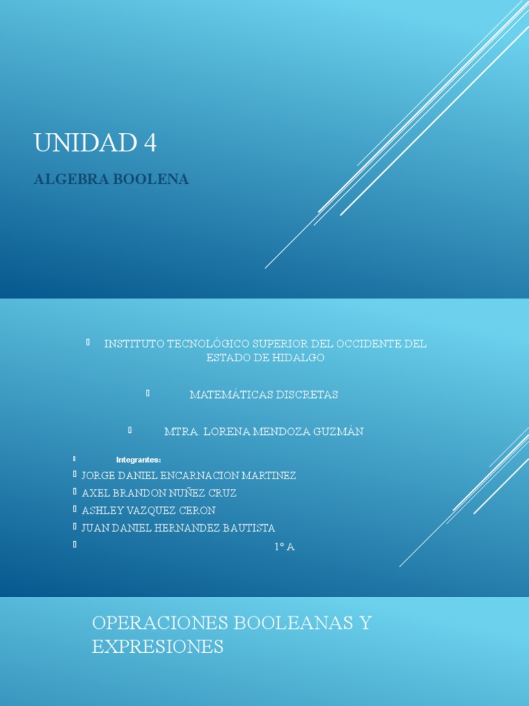Unidad 4 ALGEBRA BOOLEANA | PDF | Puerta lógica | Lógica