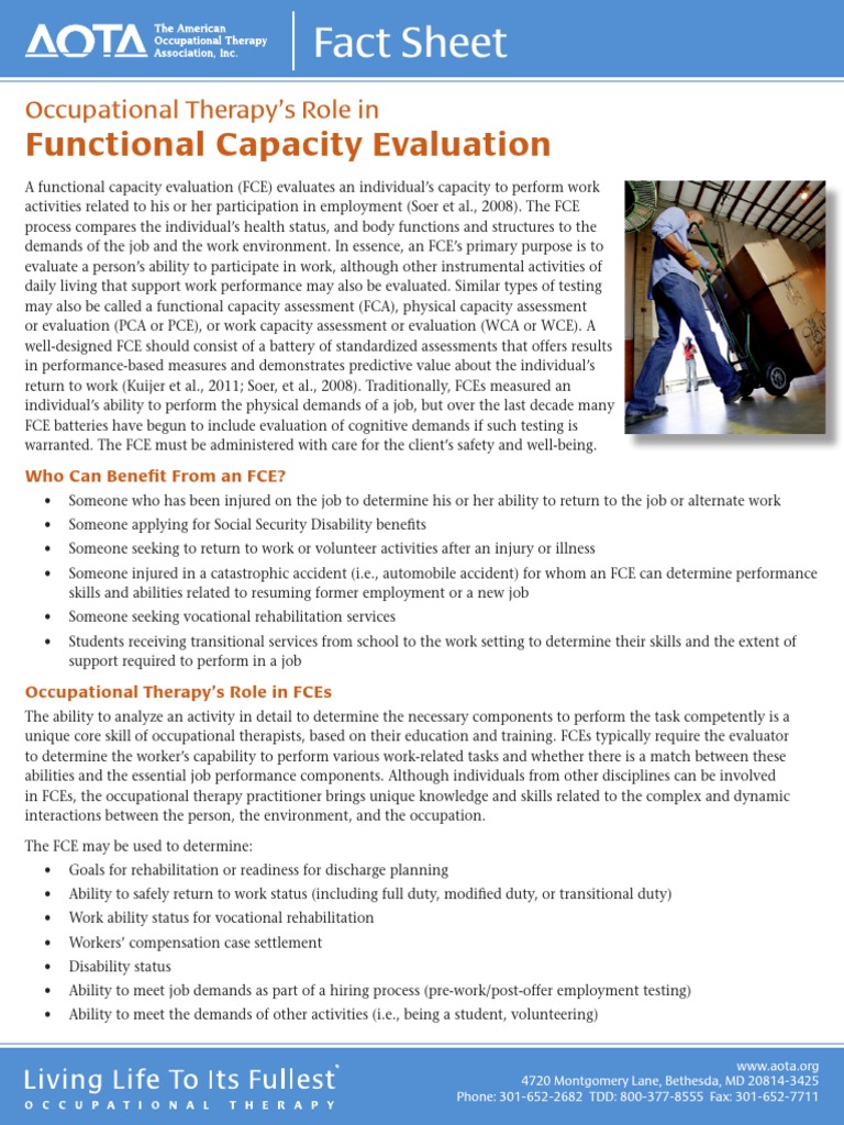Functional Capacity Evaluation: Occupational Therapy's Role in | PDF ...