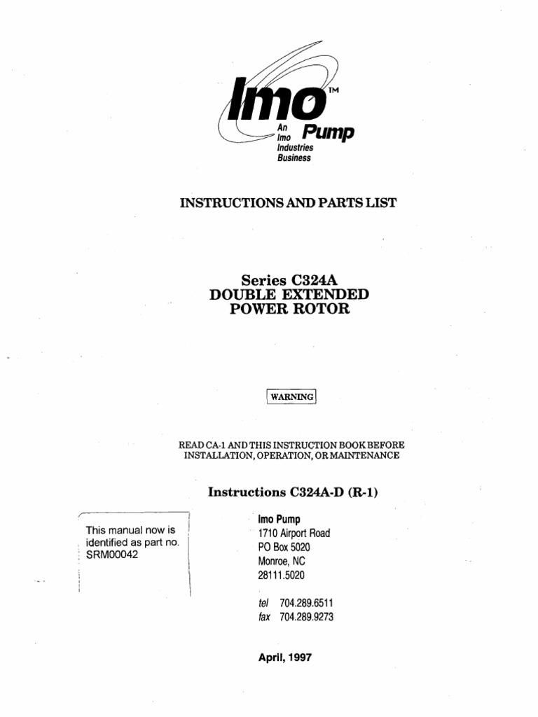 Instructiuni Pompa Imo 1 | PDF