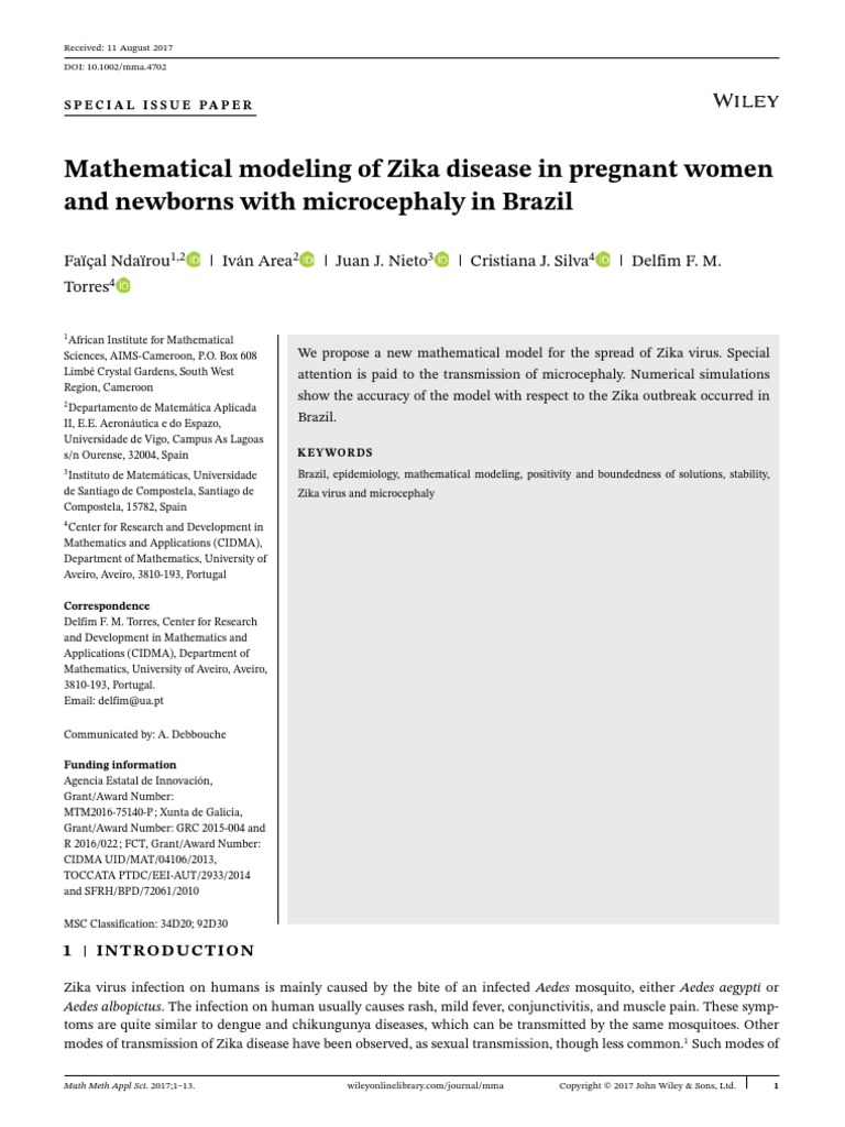 Ndairou Et Al 2017 Mathematical Modeling of Zika Disease | PDF | Zika ...