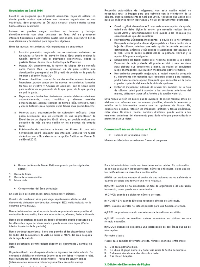 Novedades en Excel 2016 | PDF | Hoja de cálculo | Microsoft Excel