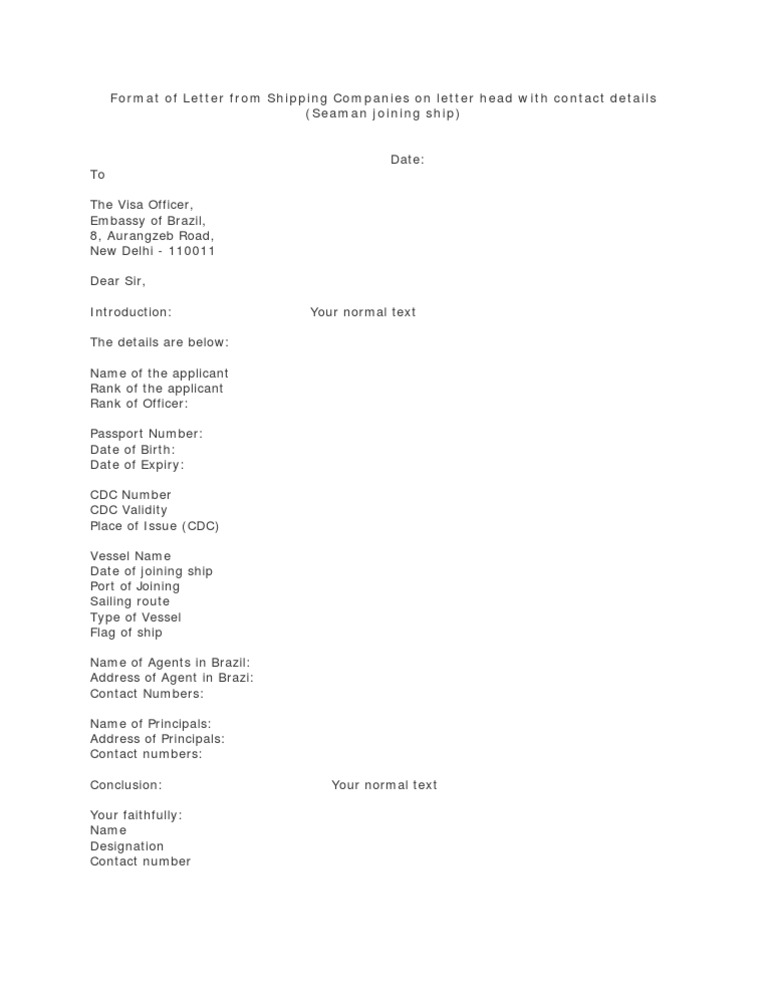 Seaman Sign Off Letter Format | PDF | Law