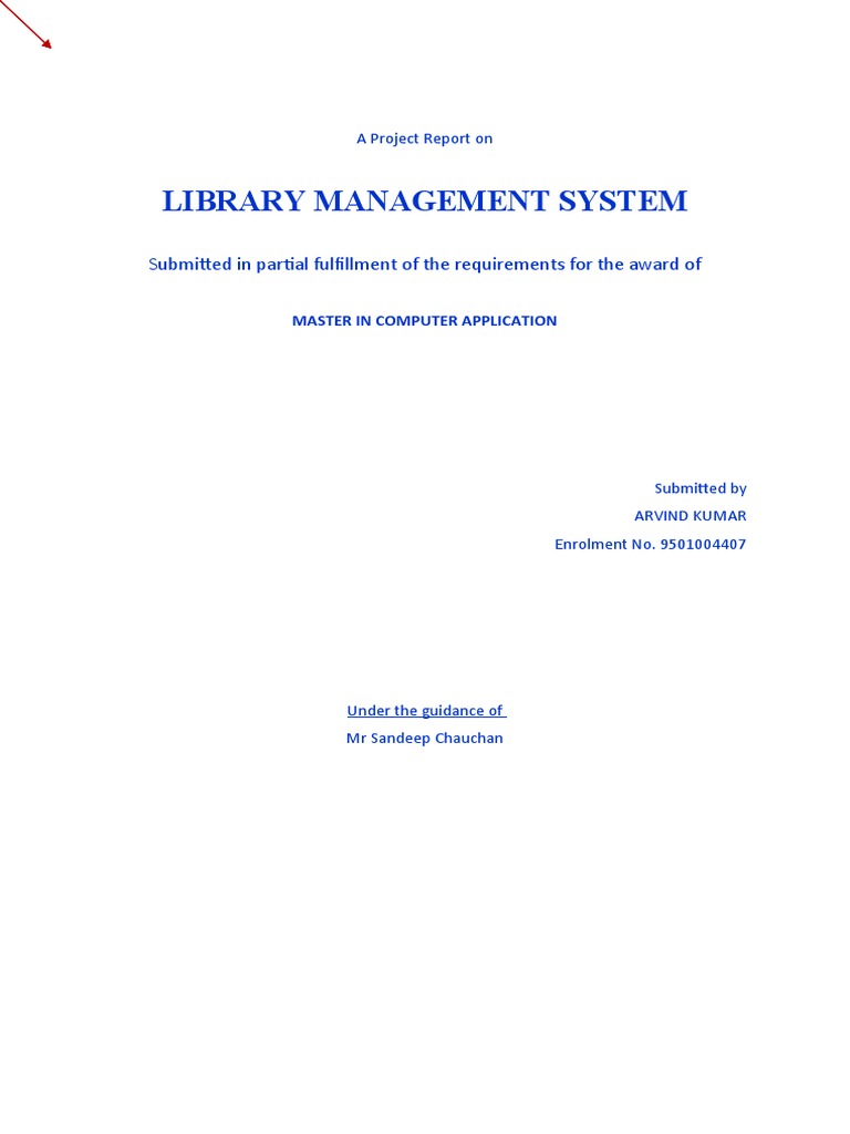 Library Management System: Submitted in Partial Fulfillment of The ...