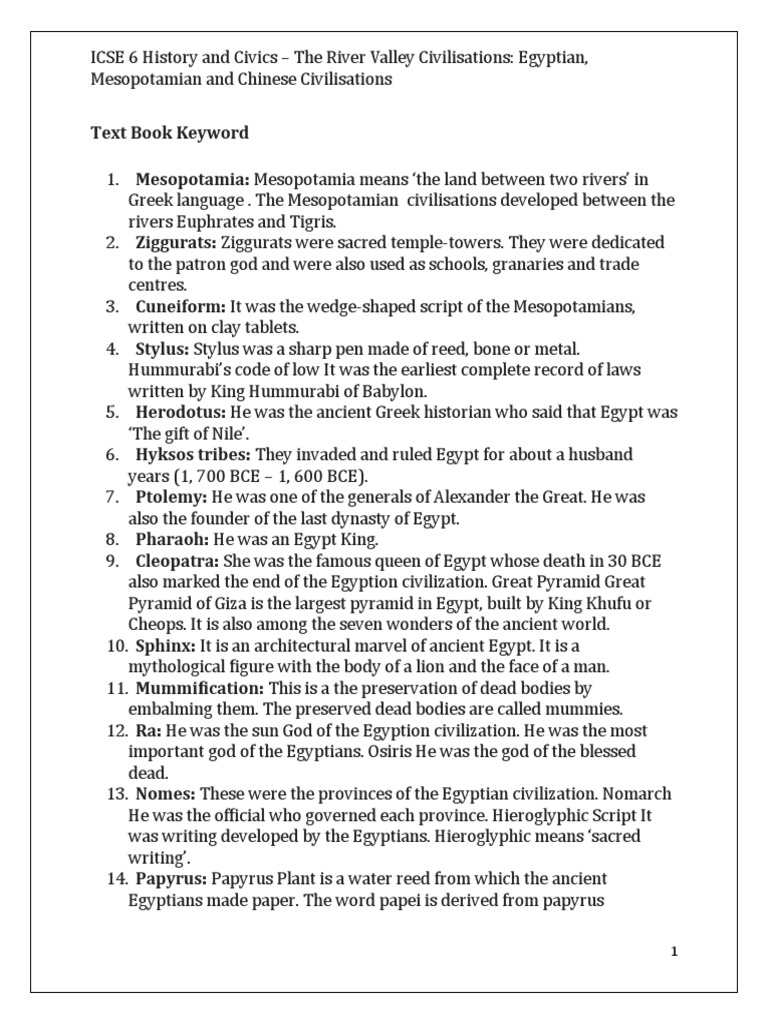 River Valley Civilizations Overview | PDF | Ancient Egypt | Mesopotamia