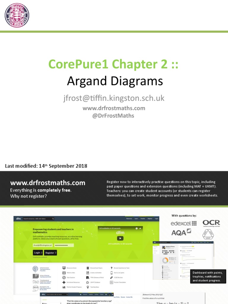 Corepure1 Chapter 2::: Argand Diagrams | PDF | Complex Number | Equations