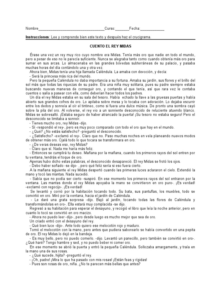 Cuento Rey Midas | PDF