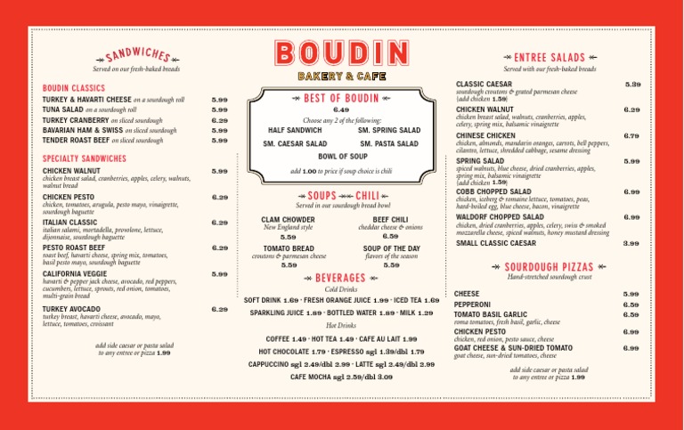 Boudin Bakery Cafe Menu 3 07 | Salad | Western Cuisine
