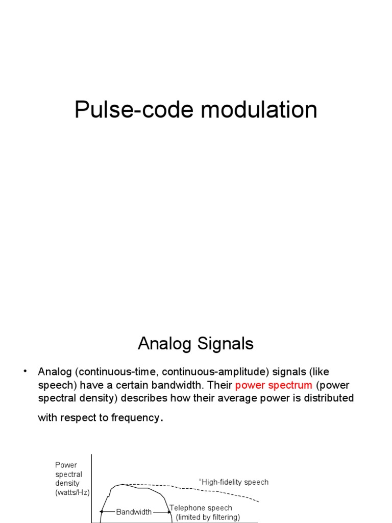 Pulse-code modulation (PCM) for digitizing analog signals | PDF ...