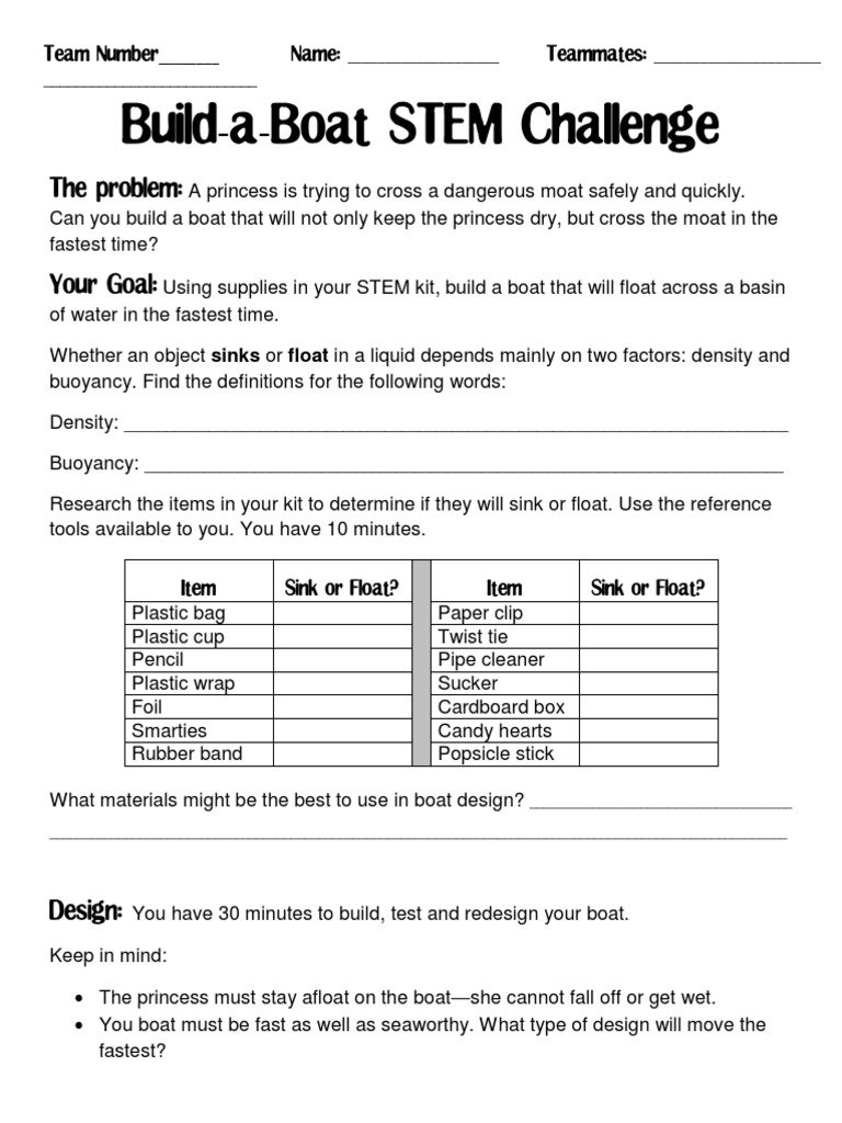 2 Stem - Build - A - Boat - Challenge | PDF | Buoyancy | Nature