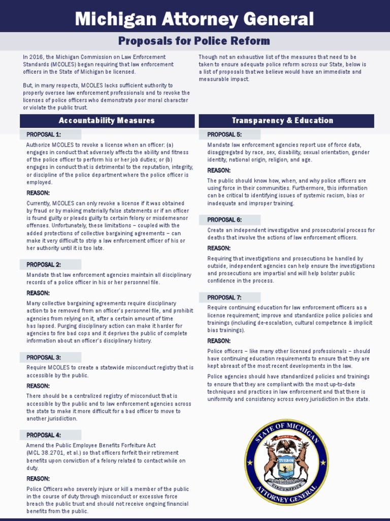 Proposals For Police Reform Accountability Measures Transparency 