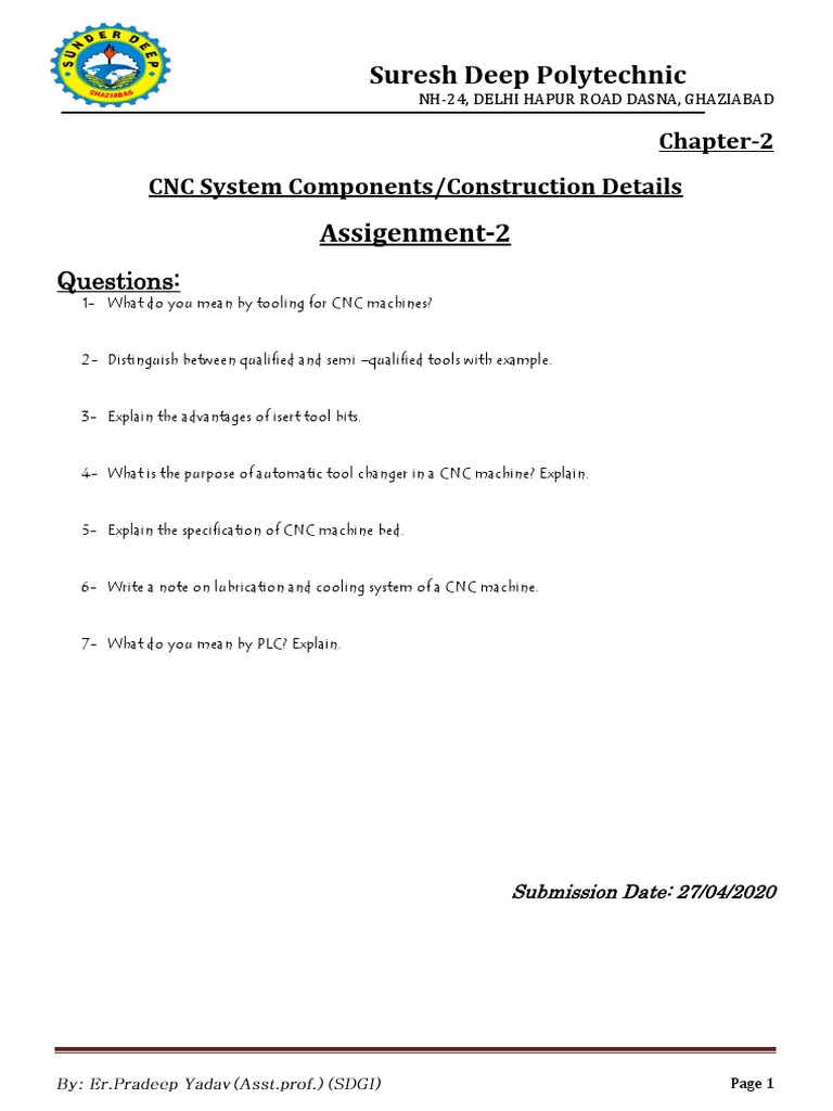 CNC System Components Assignment | PDF