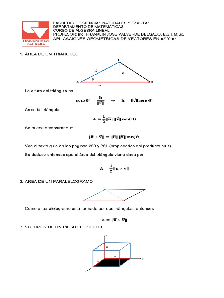 Aplicaciones de Los Vectores en R2 y R3 | PDF | Triángulo | Vector ...