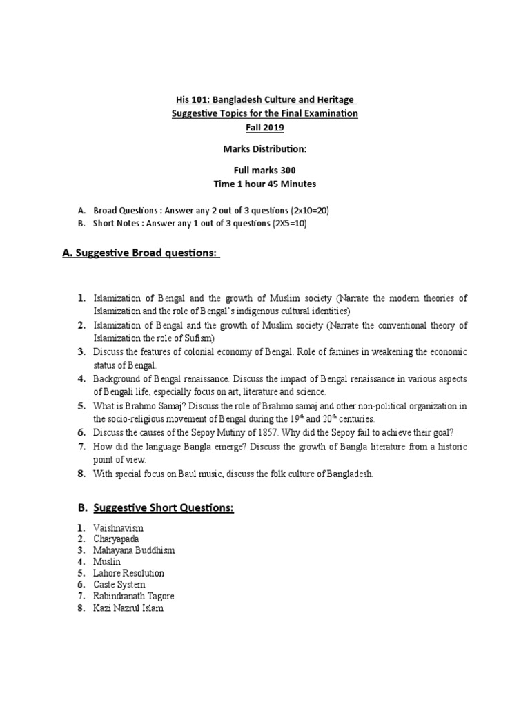 Suggestive Questions-Final Fall 19 | PDF