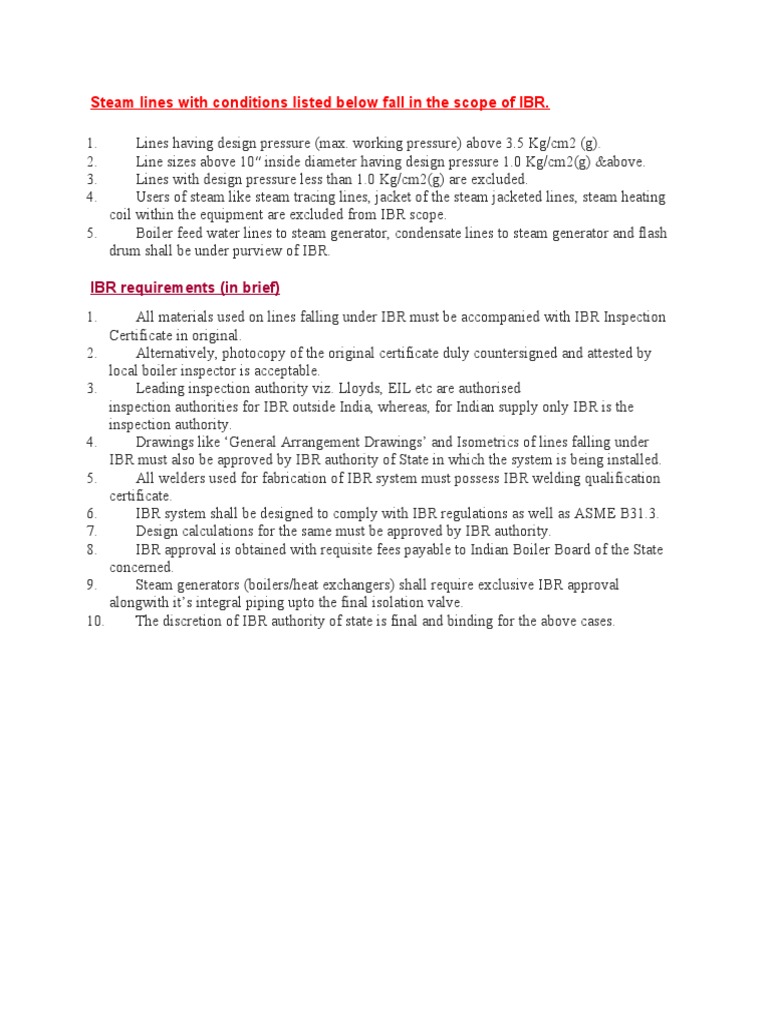 Requirements and Scope of the Indian Boiler Regulations (IBR) for Steam ...
