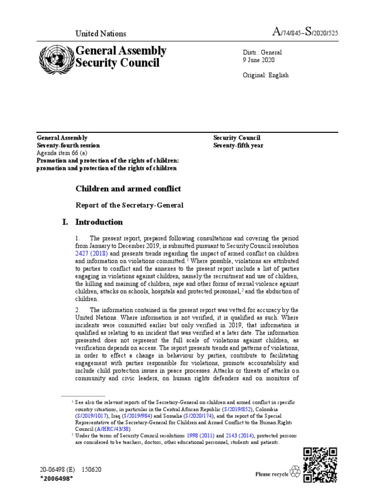 15-June-2020 Secretary-General Report On CAAC Eng | PDF | Afghanistan ...