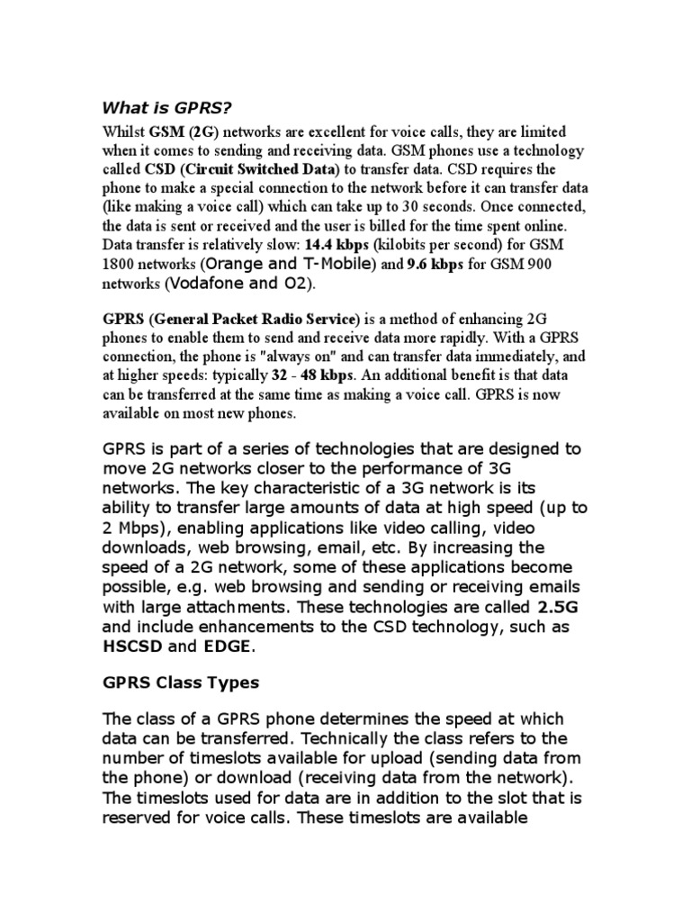 Understanding GPRS and Its Classes | PDF | General Packet Radio Service ...