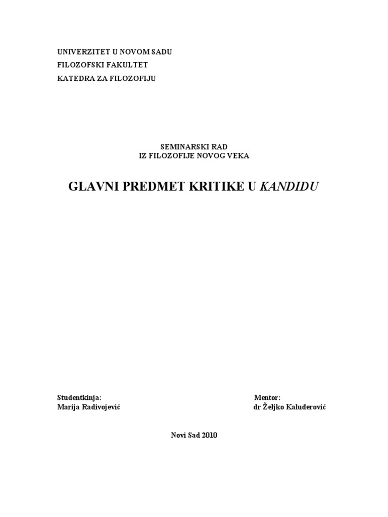 Filozofija Novog Veka | PDF