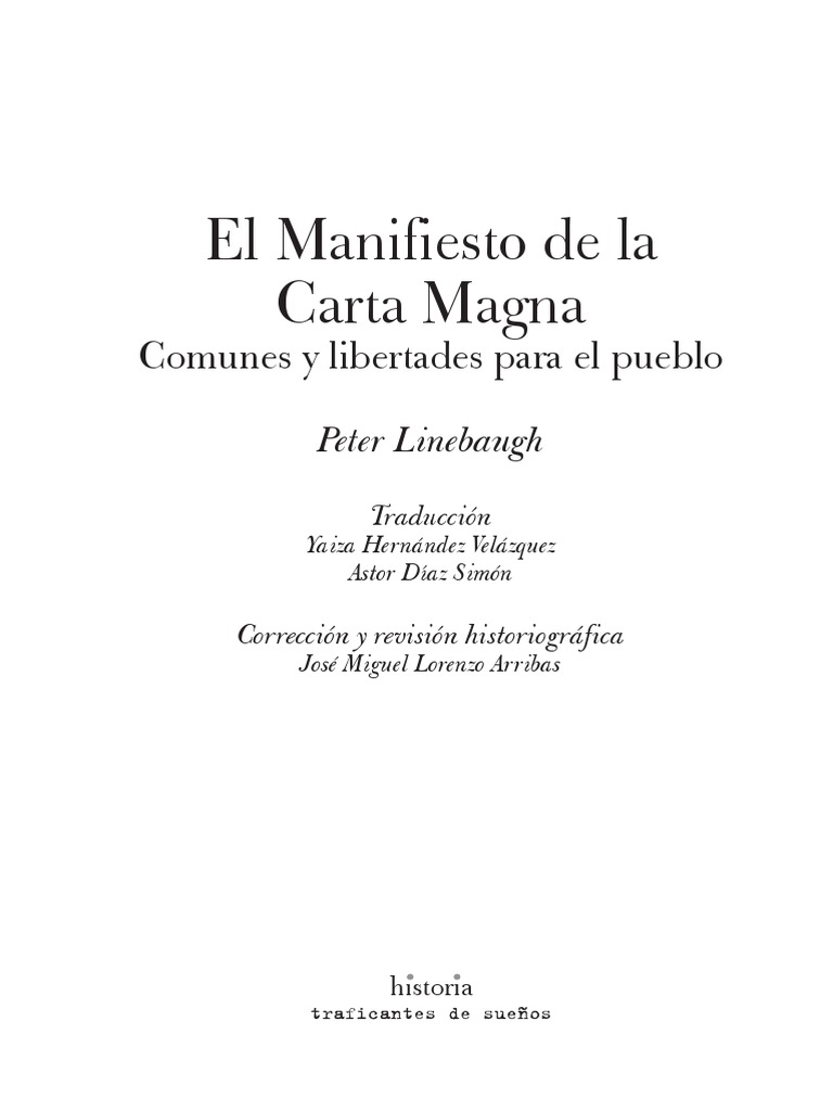 Linebaugh - Intro, Caps 1 y 2 El Manifiesto de La Carta Magna | PDF ...