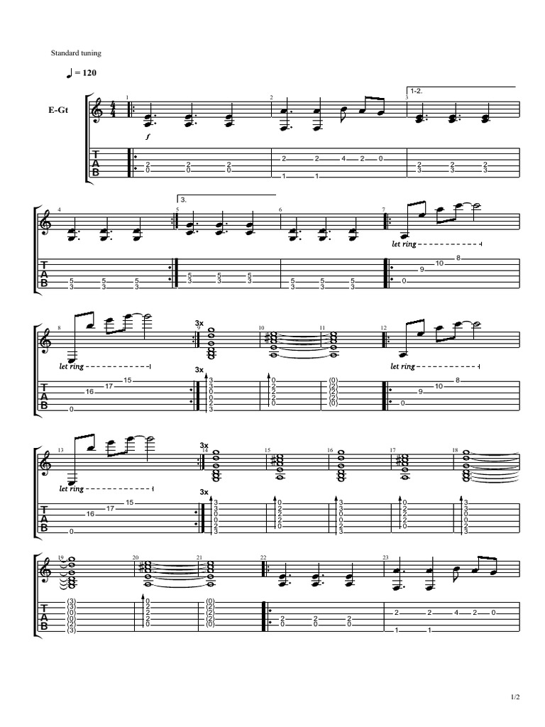 Guitar Tab for Standard Tuning | PDF