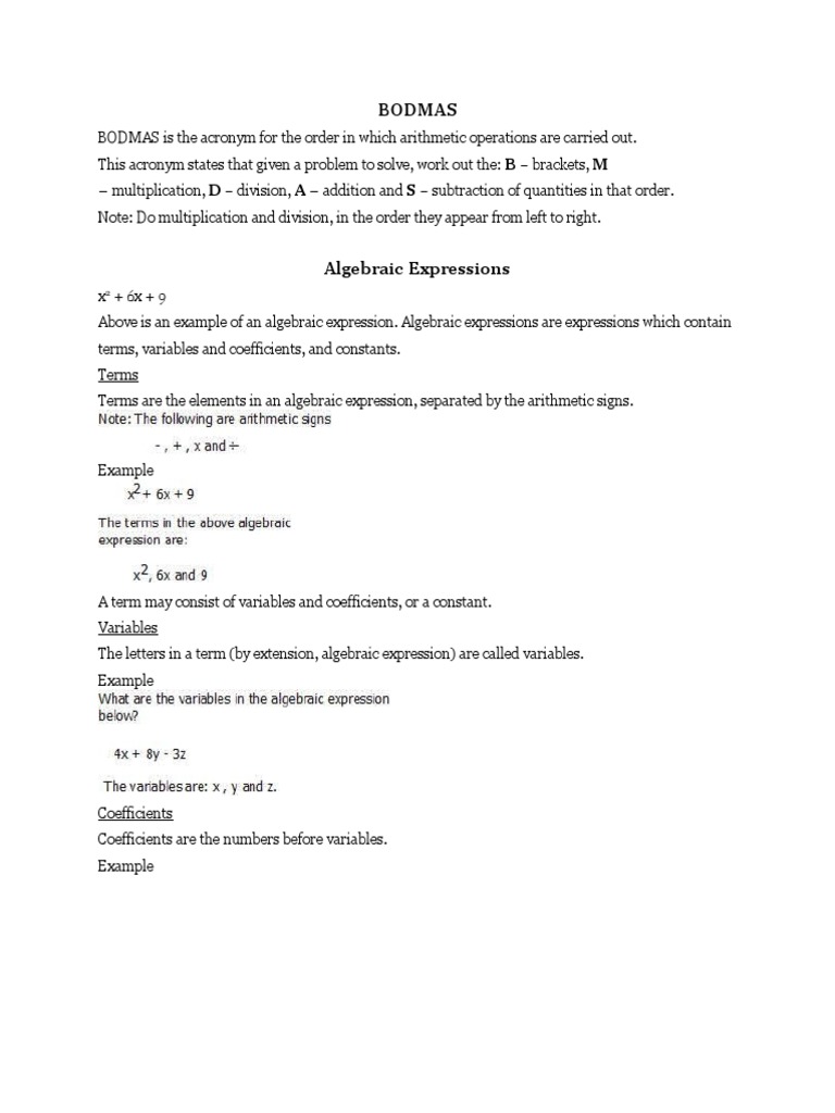 BODMAS Maths | Download Free PDF | Inequality (Mathematics) | Equations