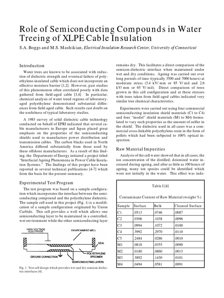 Role of Semiconducting Compounds in Water Treeing of XLPE Cable ...