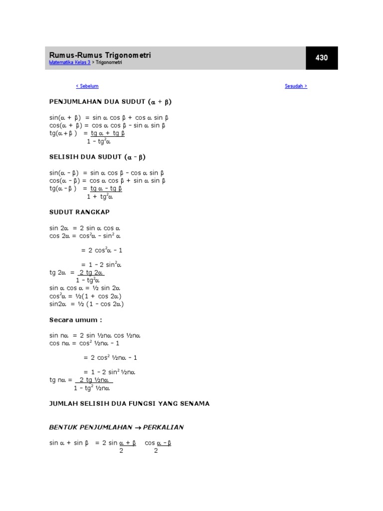 Kalkulus Rumus | PDF