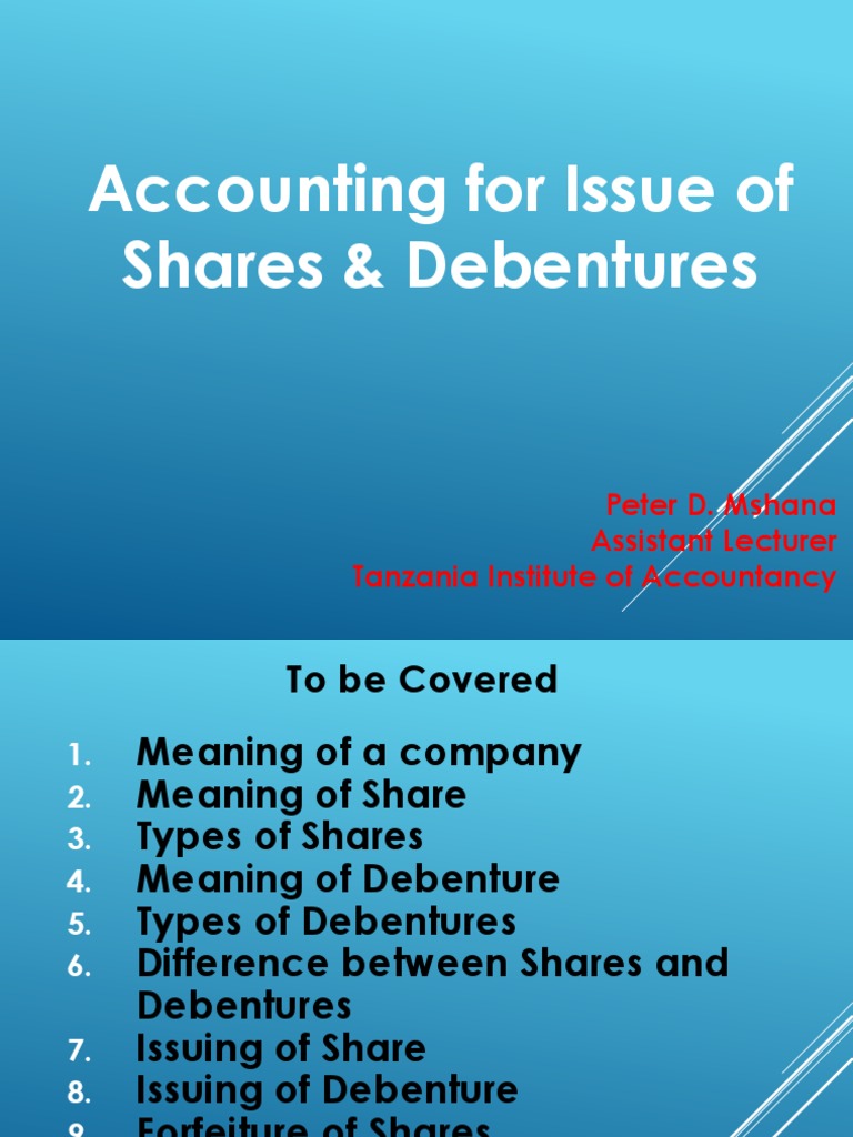 Topic 1 - Accounting For Issue of Shares and Debentures | PDF ...