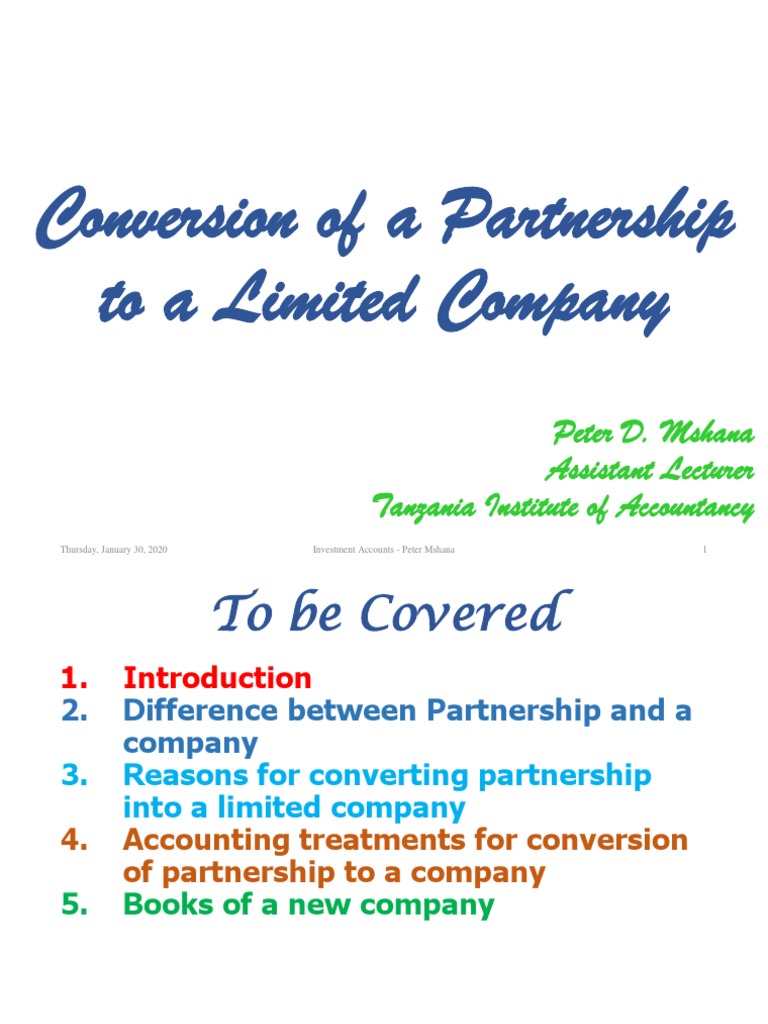 Guide to Converting a Partnership to a Limited Company: Accounting ...